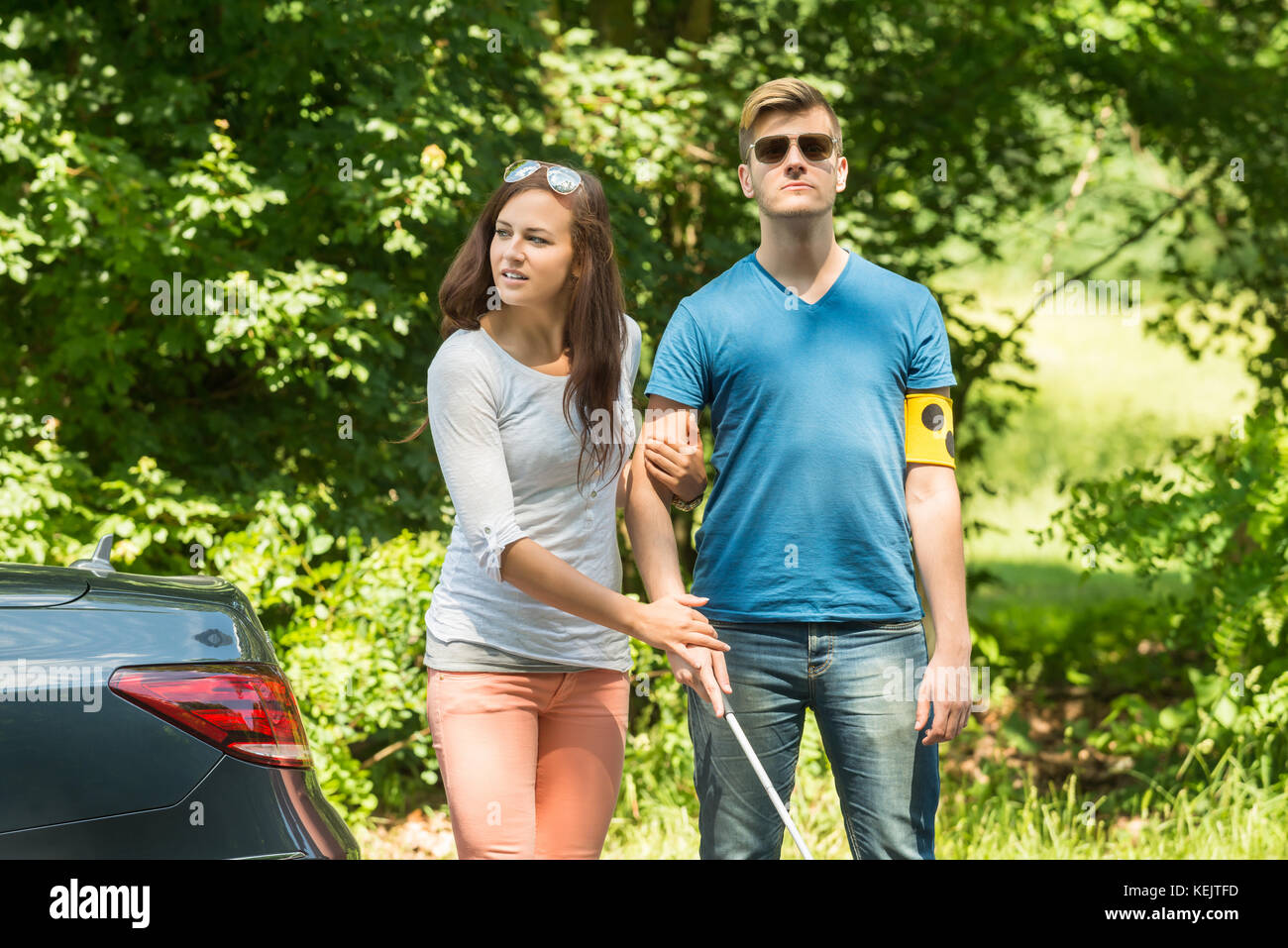 Blind woman cane hi-res stock photography and images - Alamy