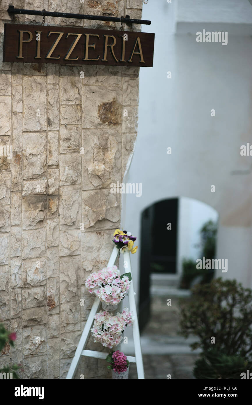 Restaurant pizzeria in Ostuni, apulia, Italy Stock Photo - Alamy
