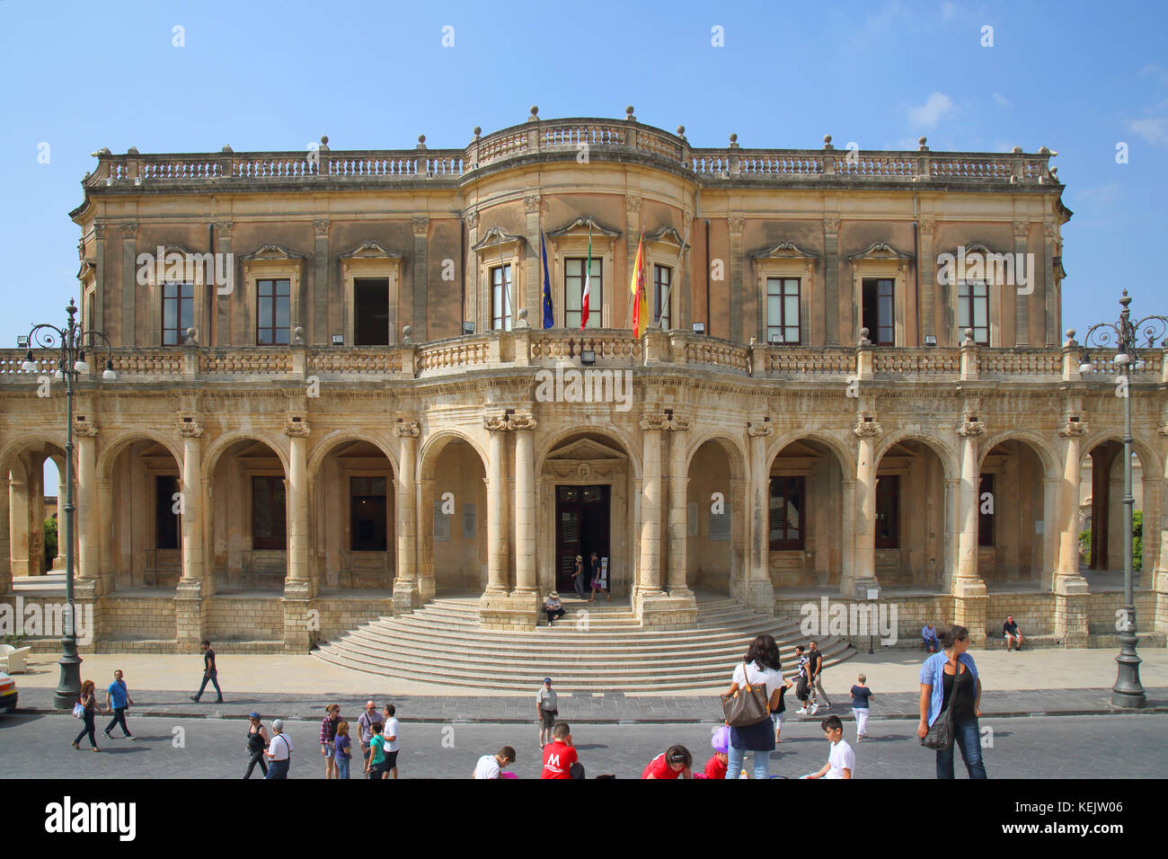 the town hall of NOTO a UNESCO world heritage site in Sicily Stock ...