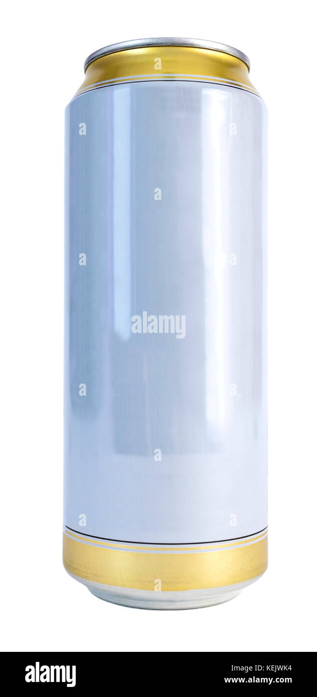 Pint beer can with gold top and bottom. No label. Isolated Stock Photo ...