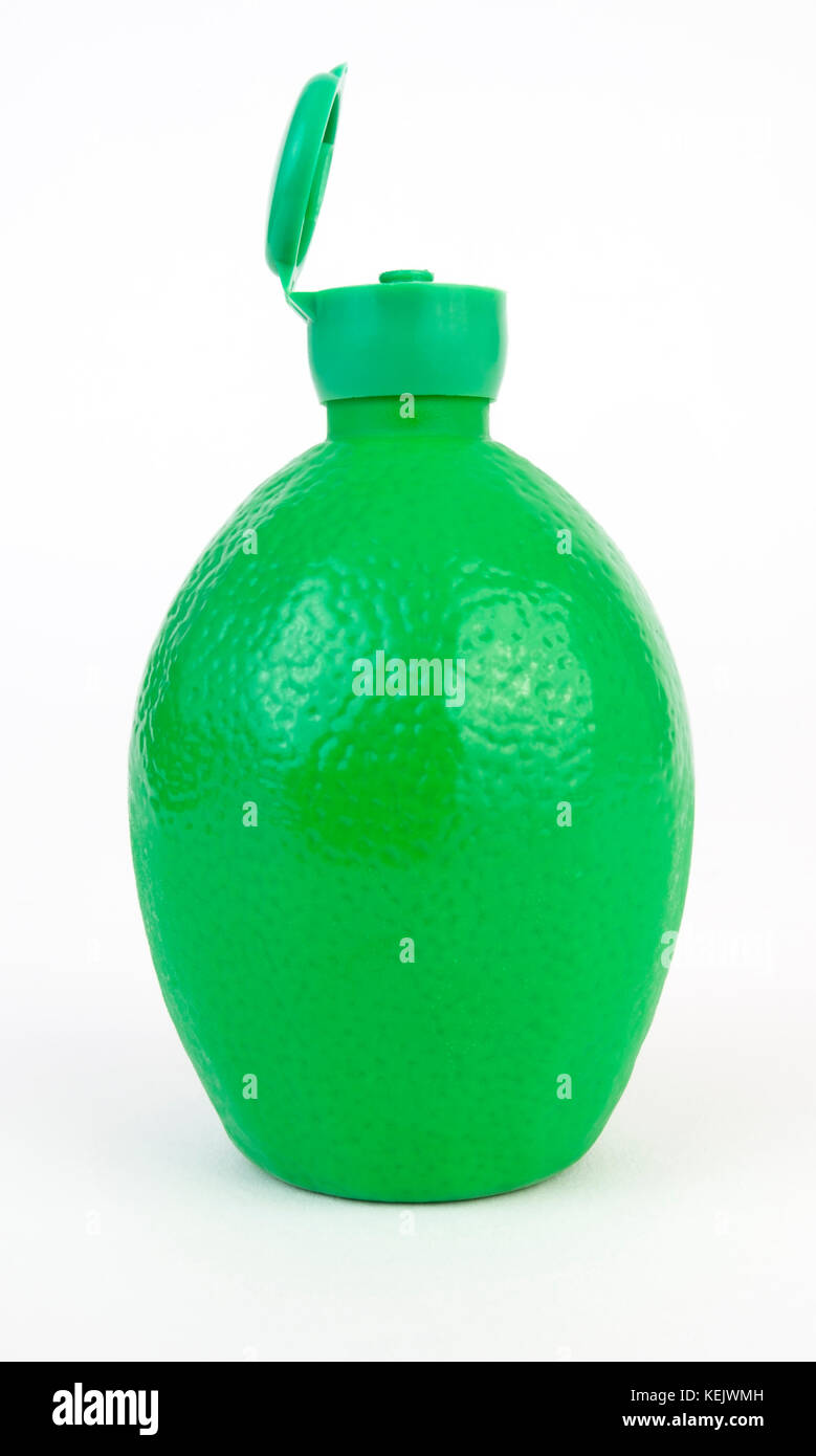 Plastic lime juice container with cap open Stock Photo - Alamy