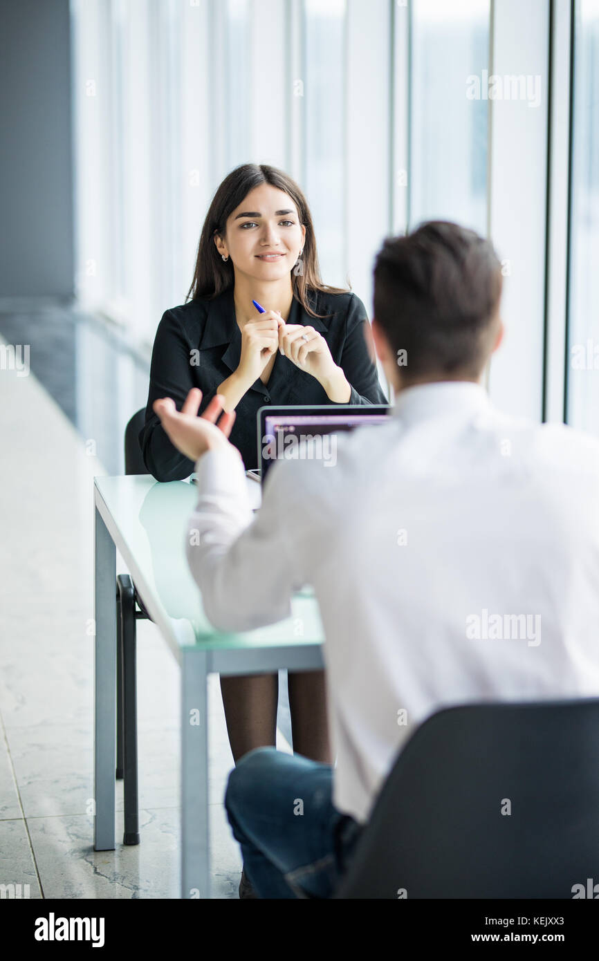 Business people Having Meeting Around Table In Modern Office Stock ...