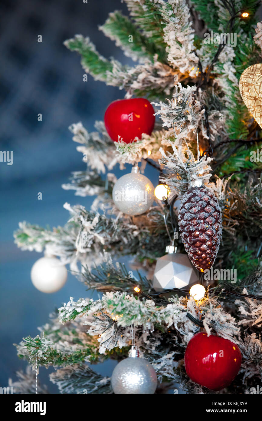 Green New Year tree decorated Stock Photo - Alamy