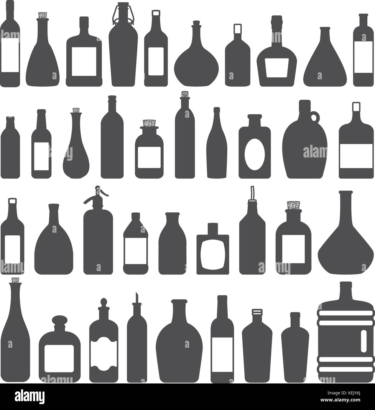 Bottles in various shapes vector silhouette icons Stock Vector Image ...