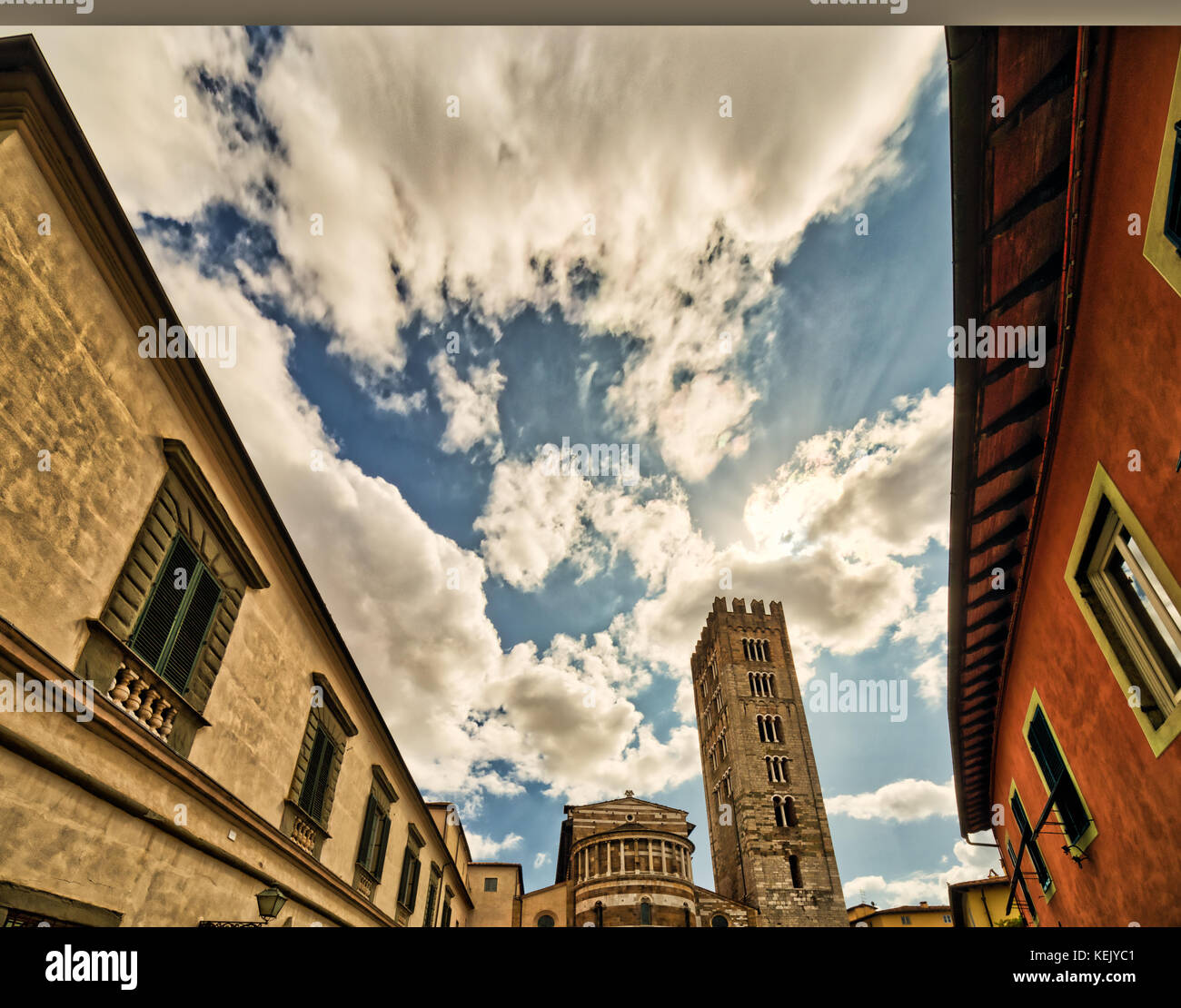 Ancient buildings in street of Lucca, Italy Stock Photo - Alamy
