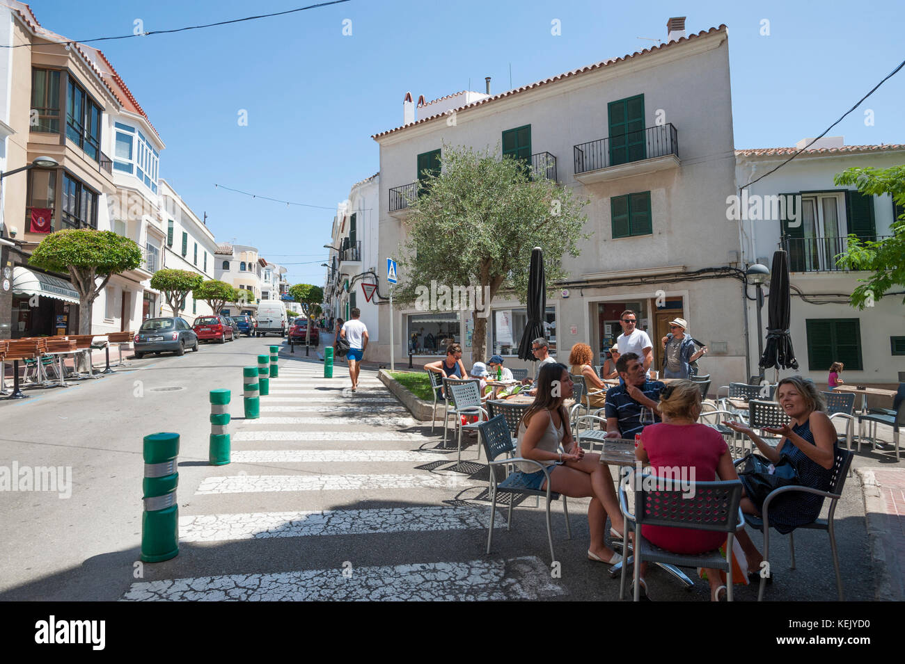 Street scene in Alaior, Menorca, Balearic Islands, Spain Stock Photo ...