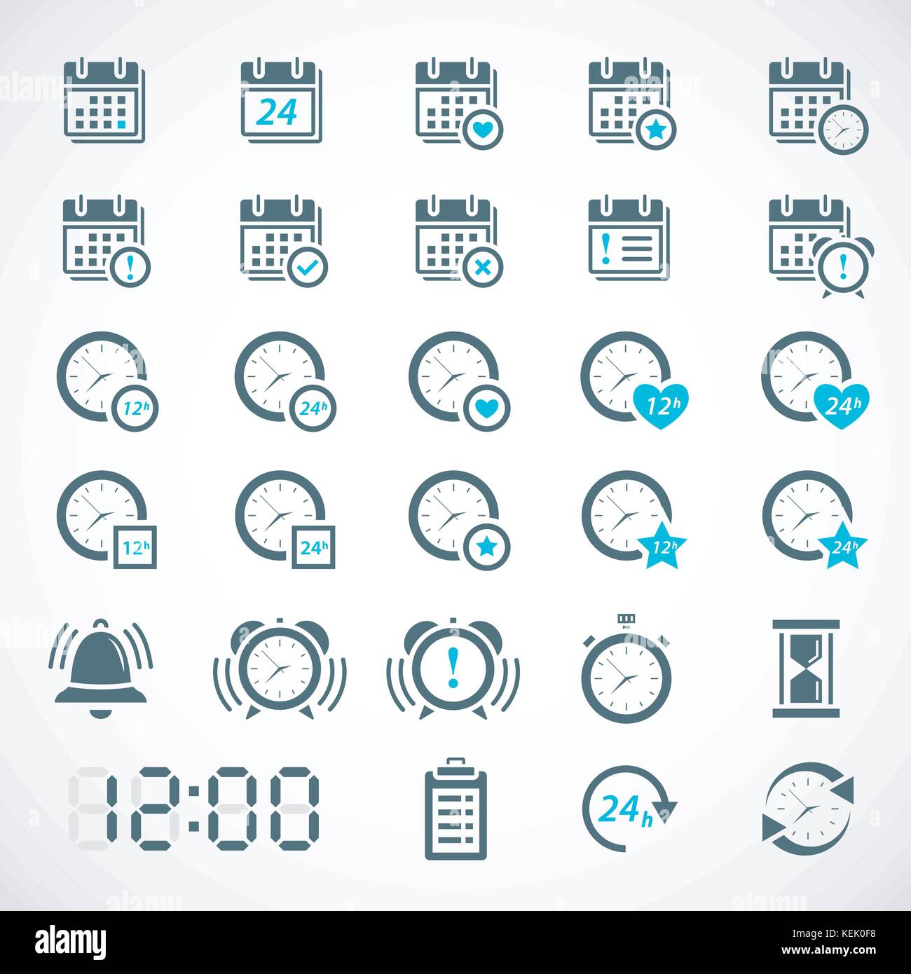 Set of date, time, calendar icons. Vector illustration Stock Vector ...