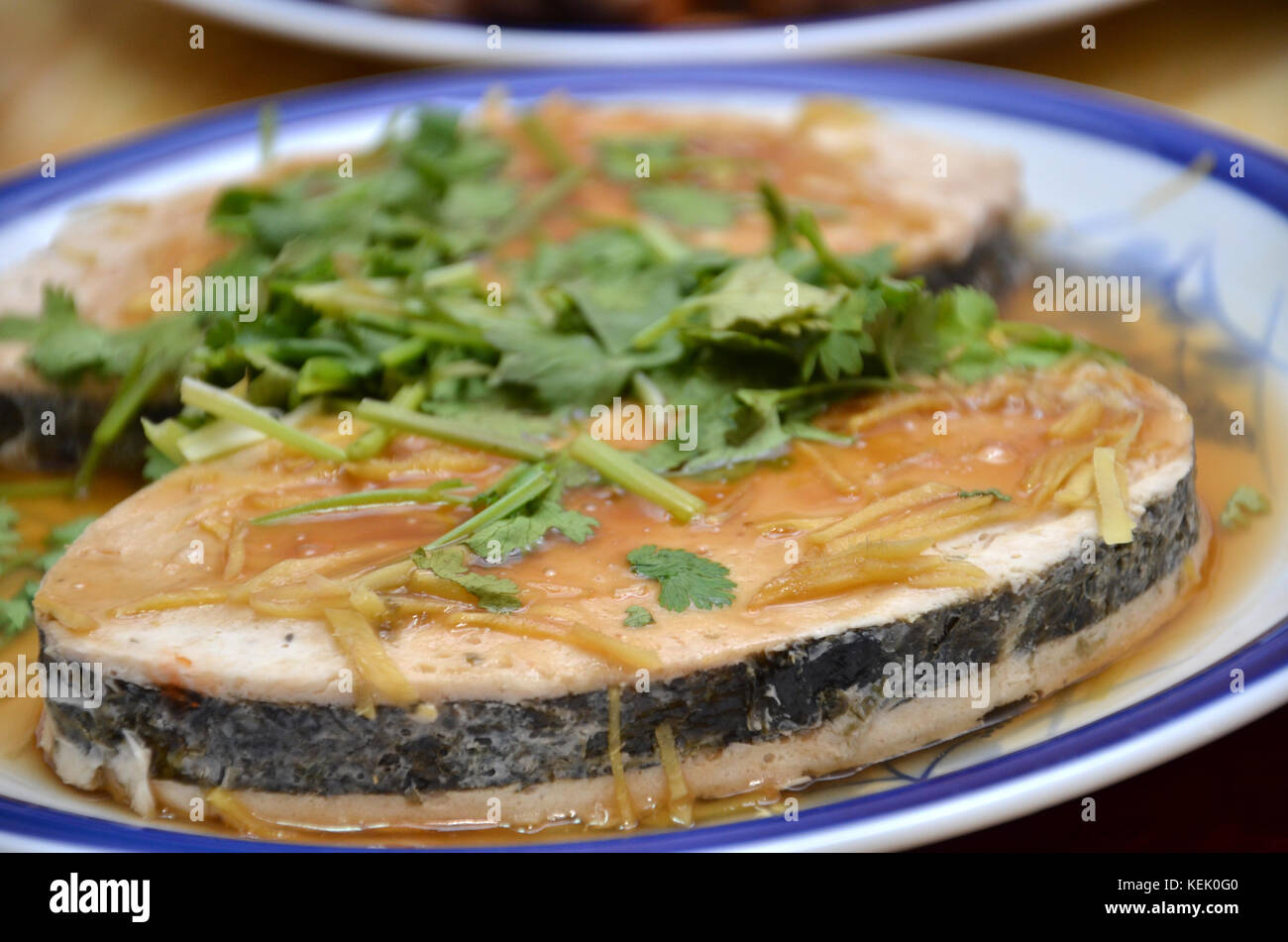 Mock fish made for vegetarian serves in a dish Stock Photo - Alamy