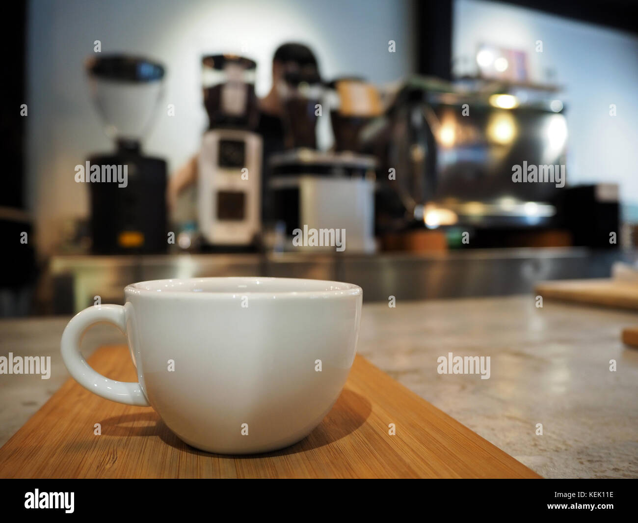 a cup of espresso coffee ready to serve in the coffee shop Stock Photo ...