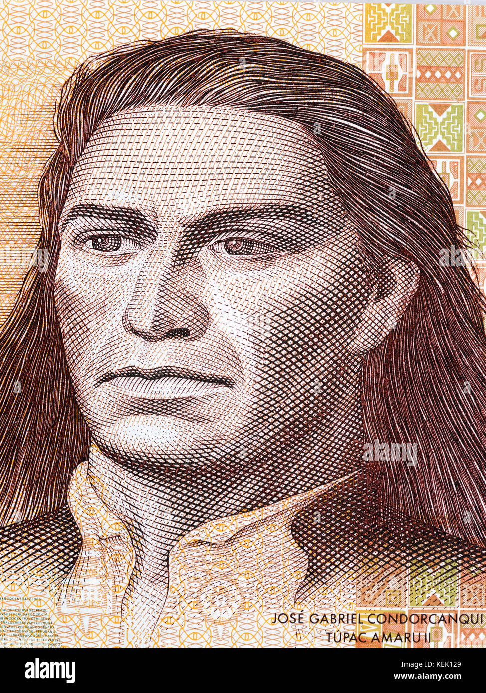 Tupac Amaru II portrait from Peruvian money Stock Photo - Alamy