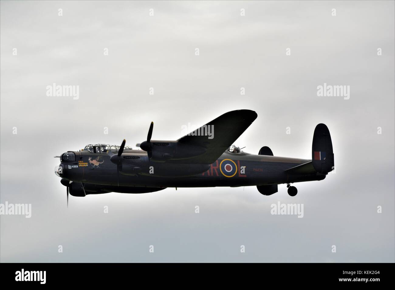 BBMF Arvo Lancaster fly past at Duxford airshow Stock Photo - Alamy
