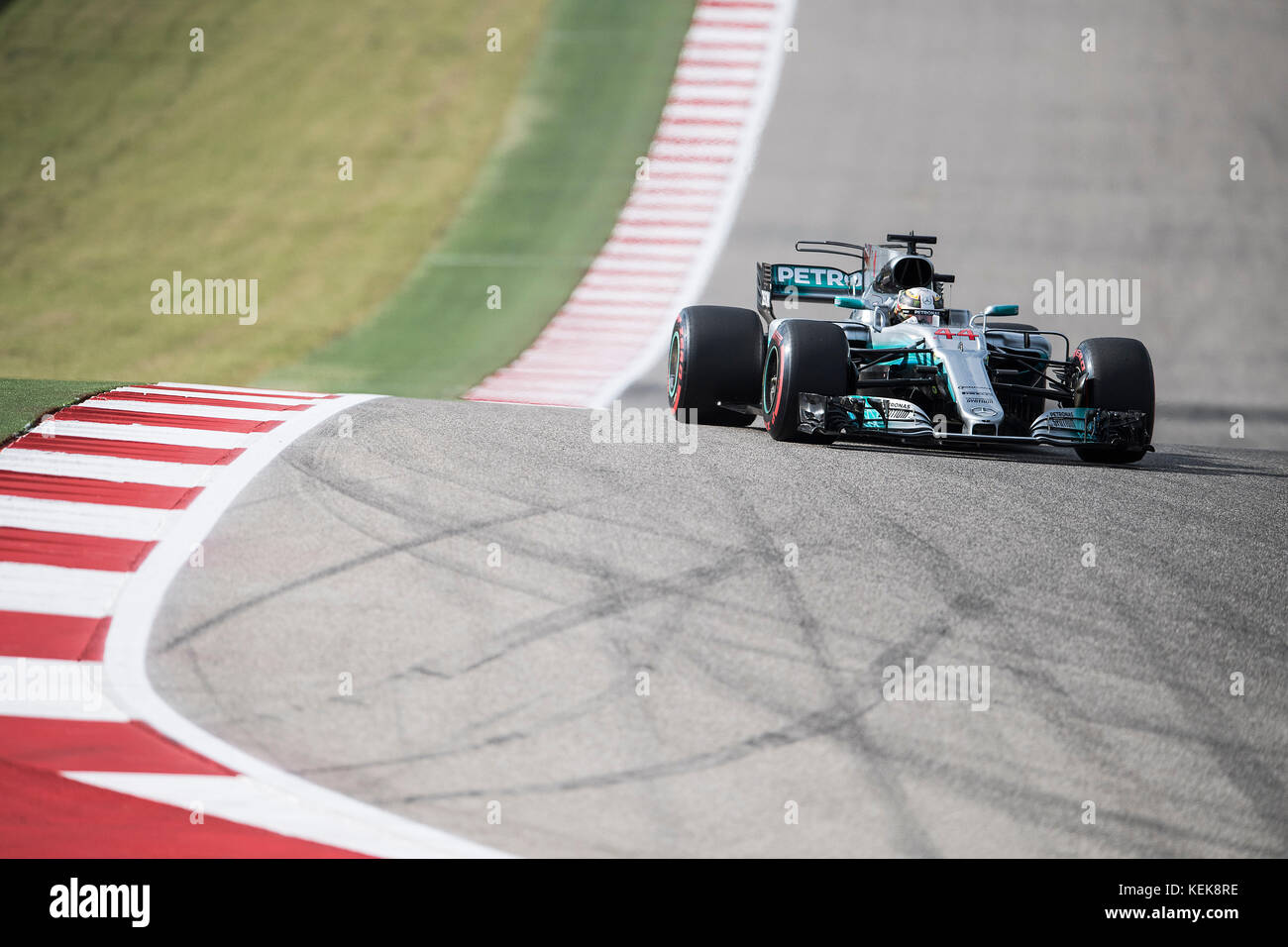 Austin, TX, USA. 21st Oct, 2017. Lewis Hamilton #44 with Mercedes AMG ...