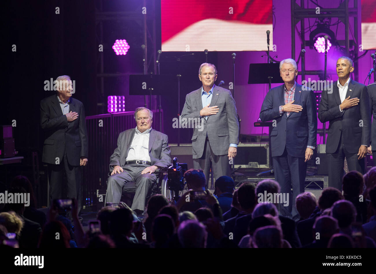 College Station, Texas USA Oct. 21, 2017: The five living former U.S ...