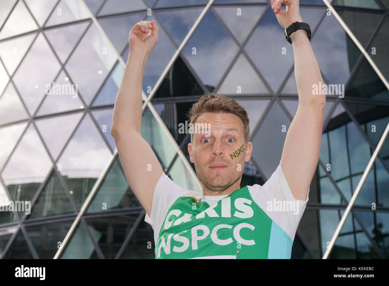 London, England, UK. Actor Christopher Harper participate The Gherkin ...