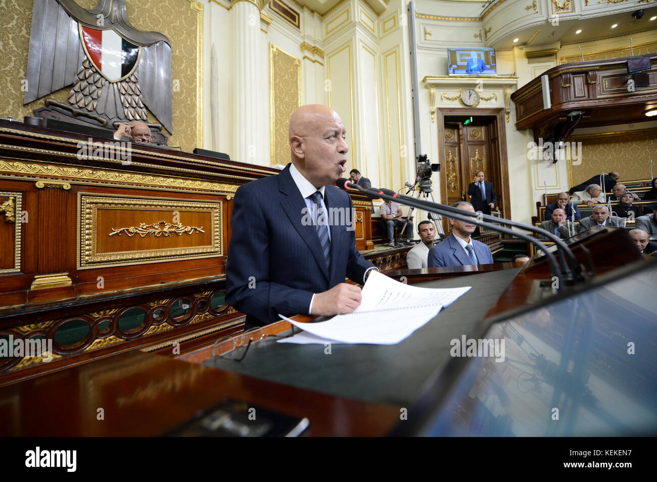 Cairo, Egypt. 22nd Oct, 2017. Egyptian Prime Minister Sherif Ismail ...