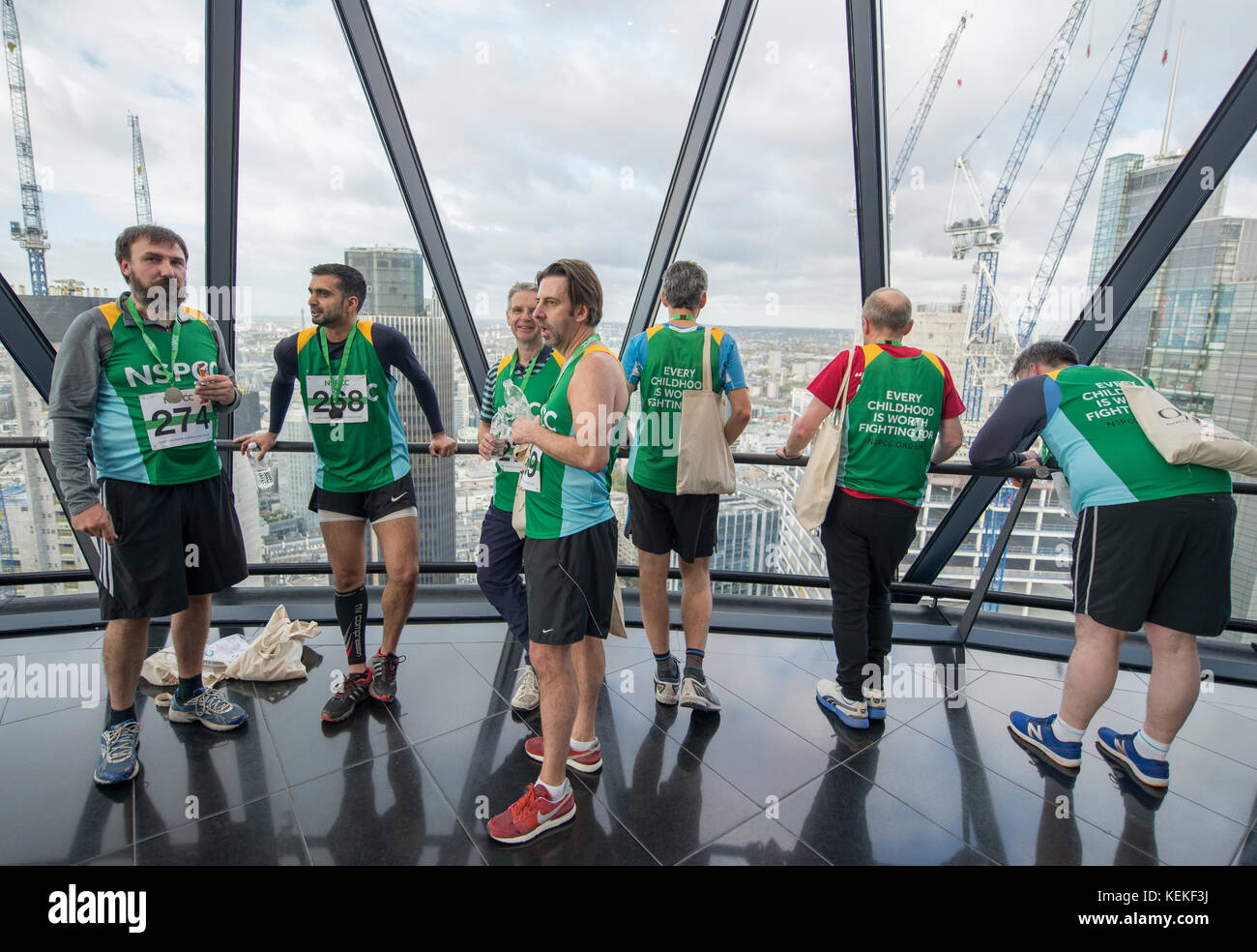 The Gherkin, 30 St Mary Axe, London, UK. 22 October, 2017. Participants ...