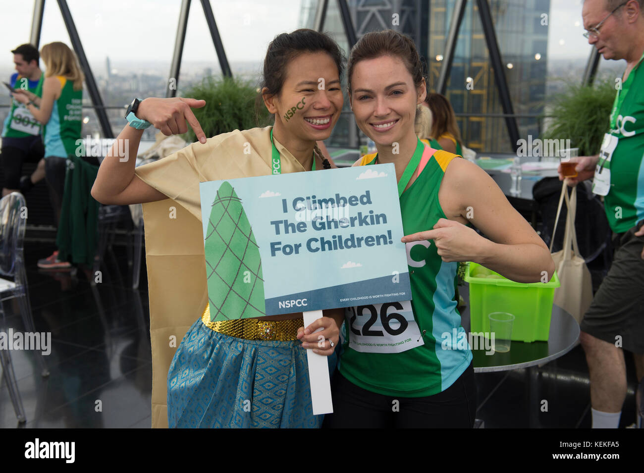 The Gherkin, 30 St Mary Axe, London, UK. 22 October, 2017. Participants ...
