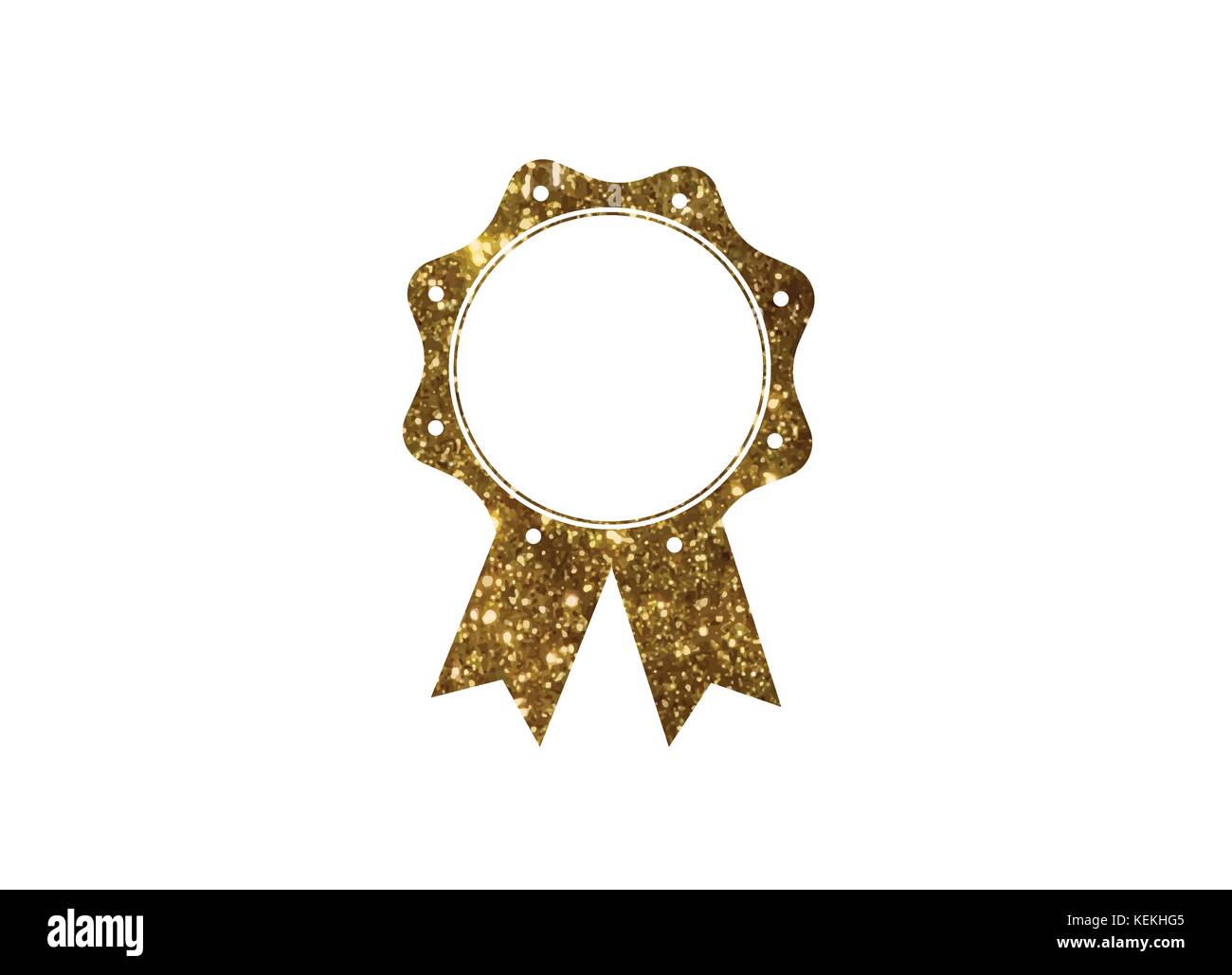 The vector golden glitter of gold color award medal ribbon badge on ...