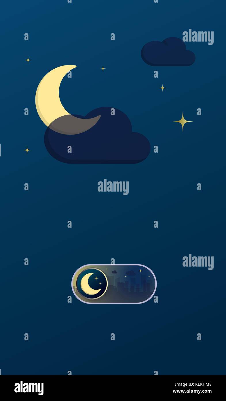 Night cityscape illustration On and Off toggle switch icon and button ...