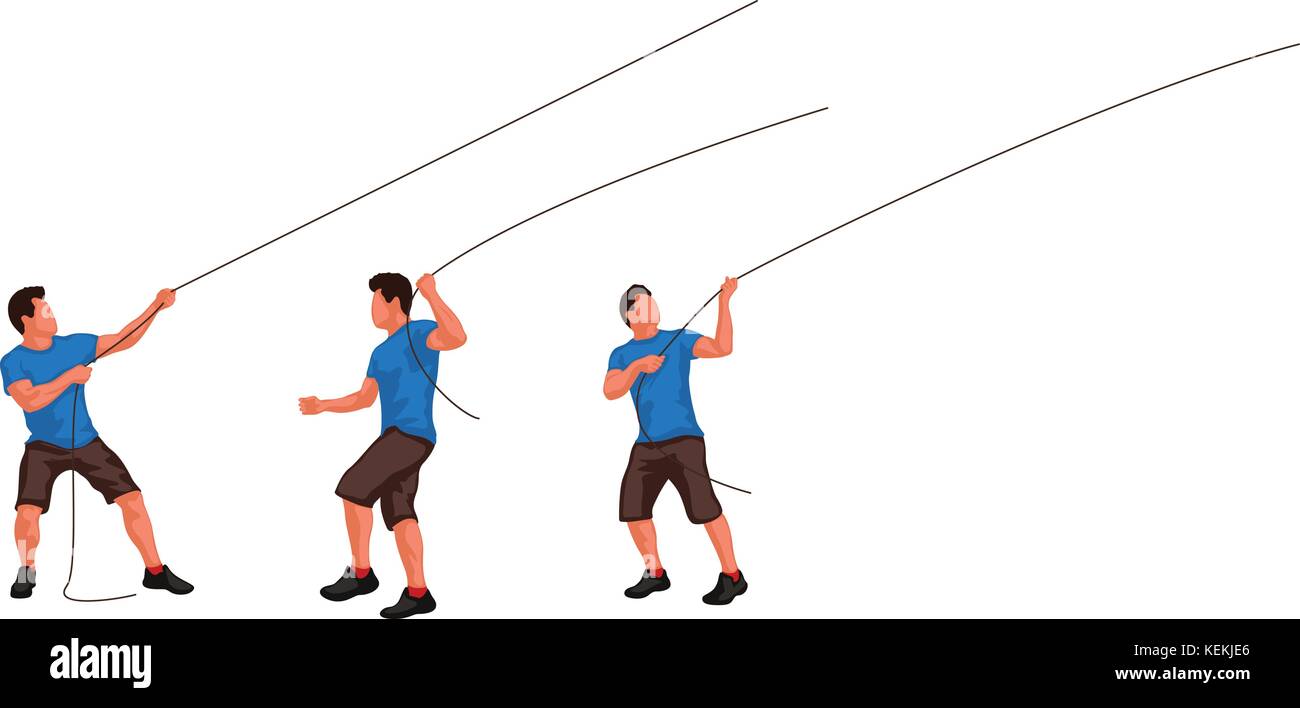 Man holding rope Stock Vector Images - Alamy