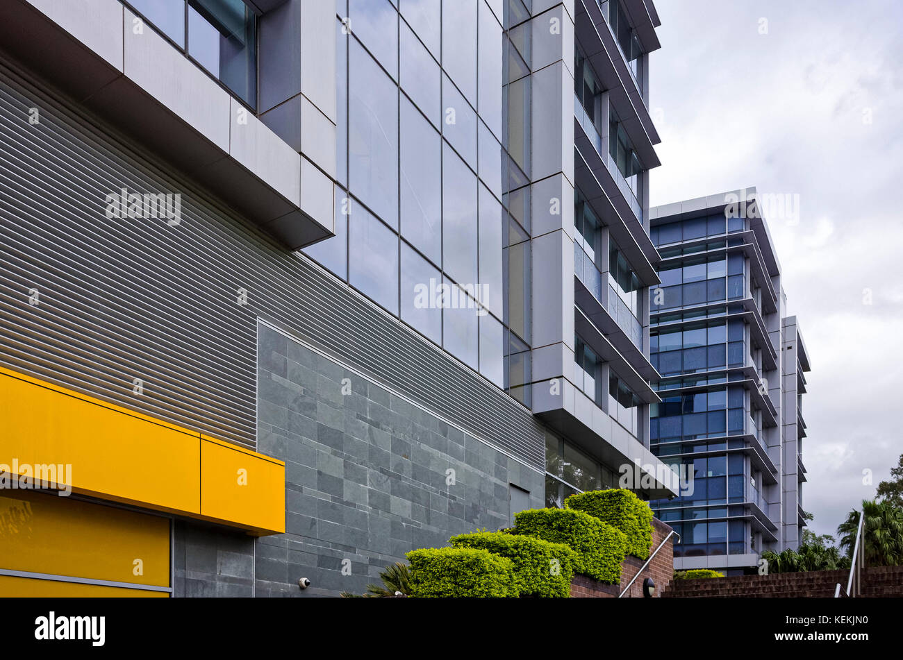 Office buildings at Olympic Park, Sydney, Australia. Glass exterior of ...