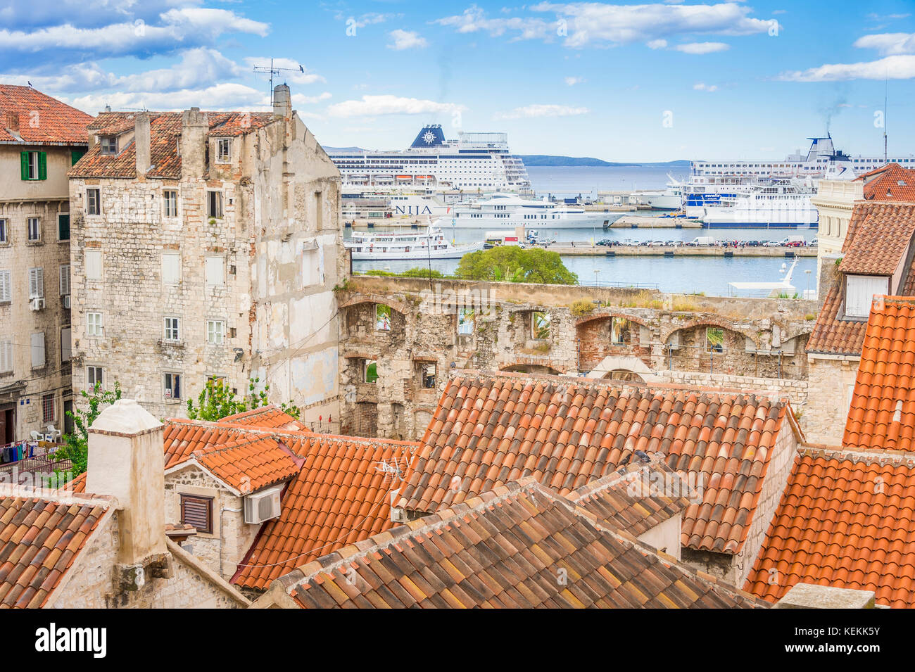 Aerial view of the medieval Old Town in Split, Croatia Stock Photo - Alamy