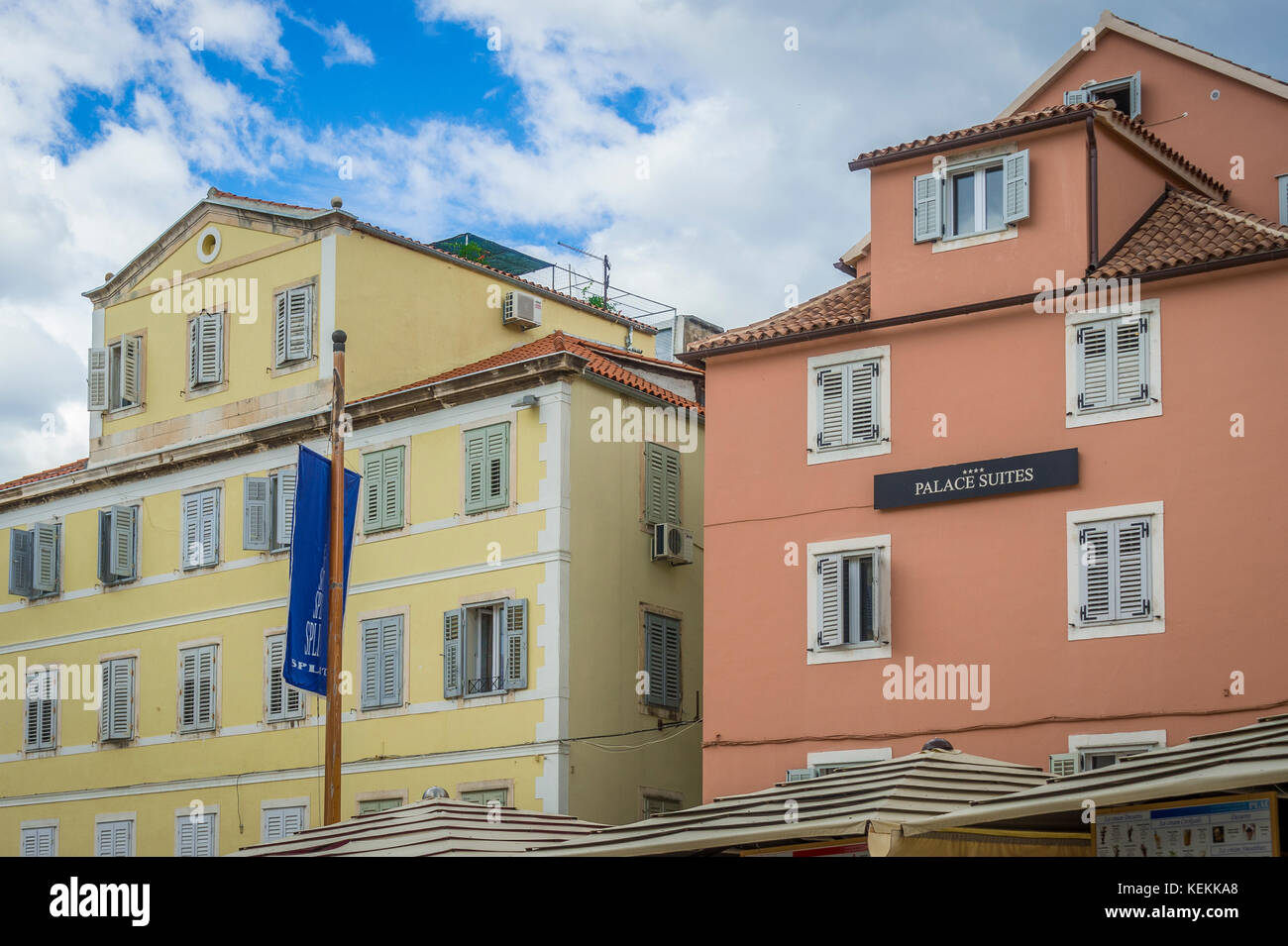 Colourful buildings within the medieval Old Town of Split, Croatia ...