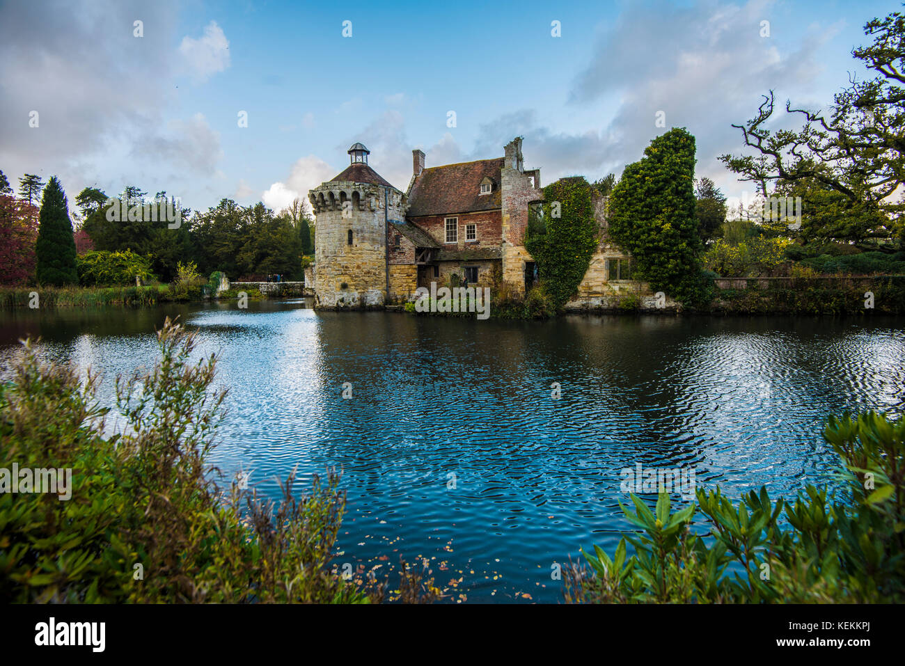 Scotney Castle Lake and Gardens in Autumn. This beautiful and historic ...