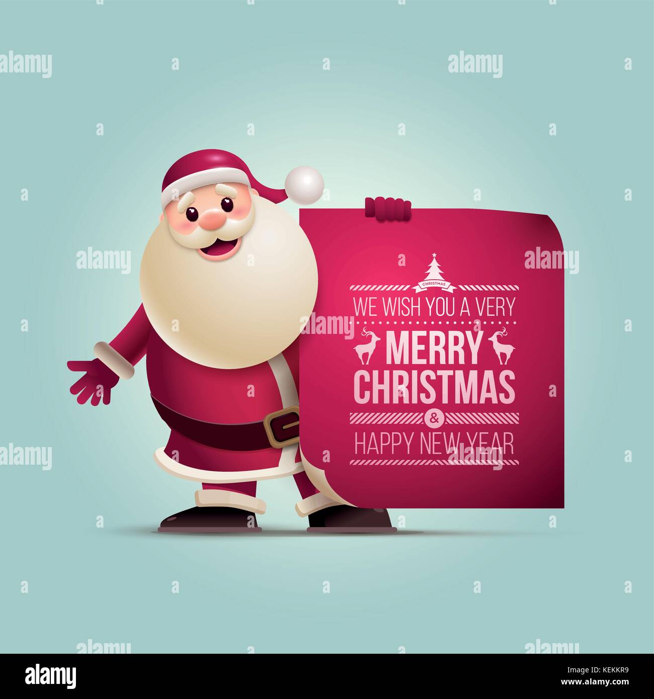 Santa Claus is showing banner. Vector illustration. Elements are ...