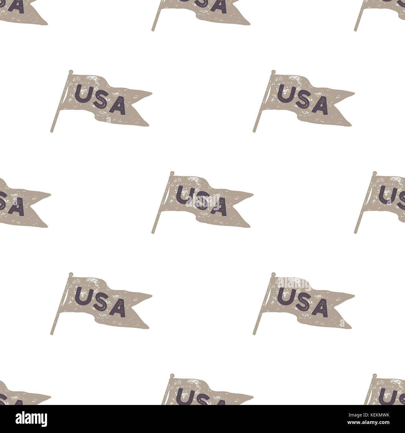 Hand drawn vintage pennant flags seamless. Retro roughen style pattern ...