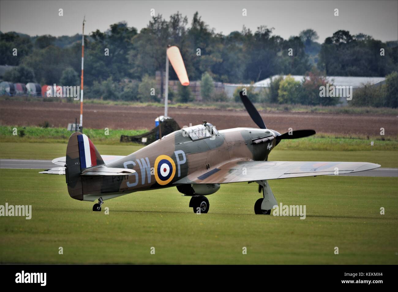 Hawker Hurricane SW-P getting ready to take off at IWM Duxford airshow ...