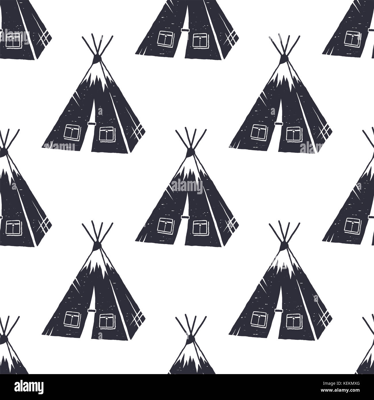 Vintage hand drawn hiking adventure pattern design. Camping seamless ...