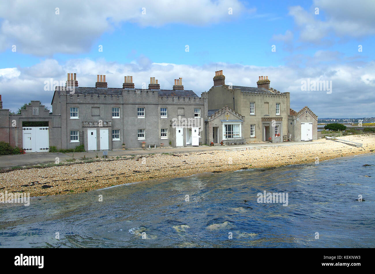 Cottages on Brownsea Island, Poole, Dorset, UK. Europe Stock Photo - Alamy