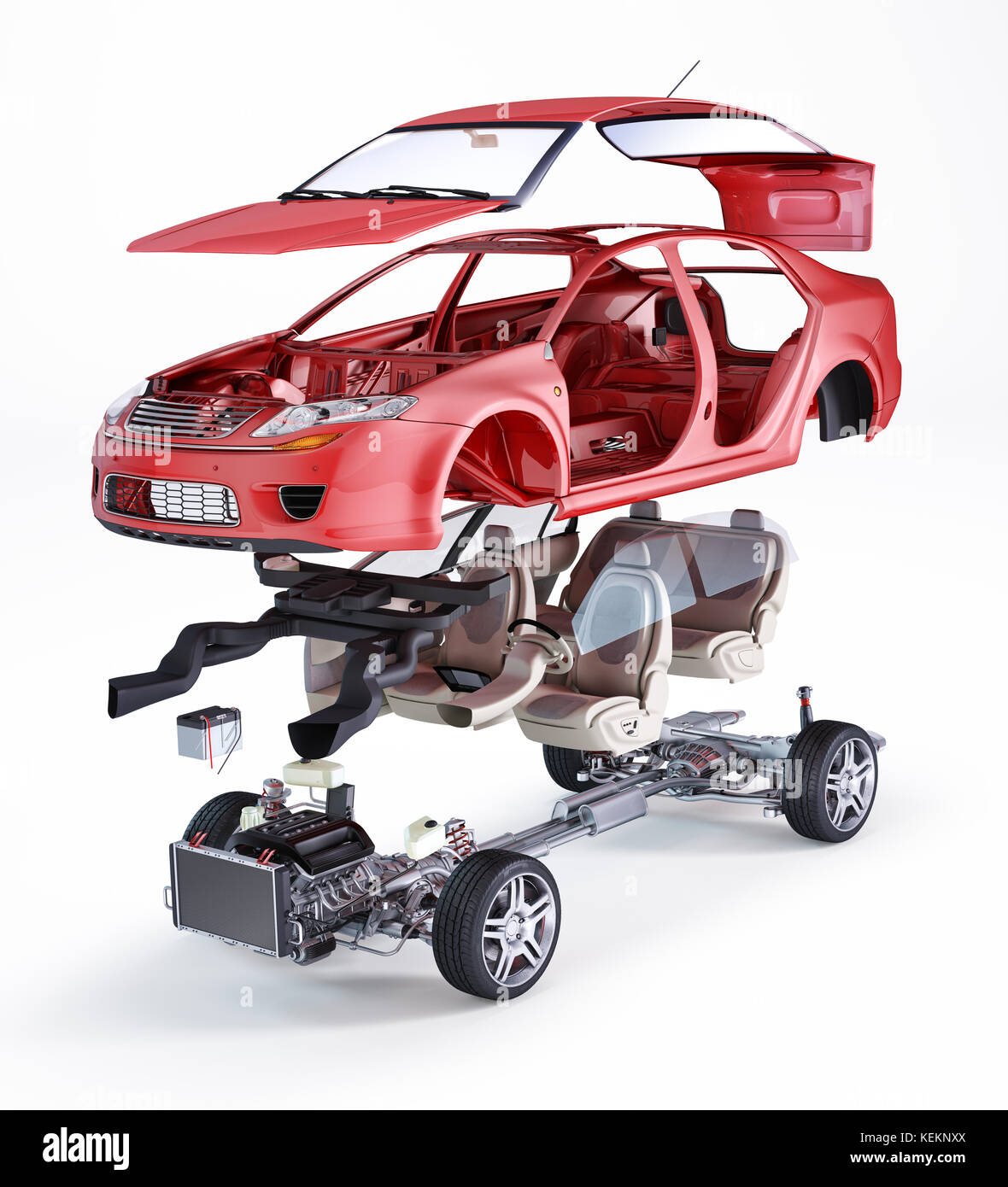 Sedan generic car technical cutaway, cross section Stock Photo - Alamy