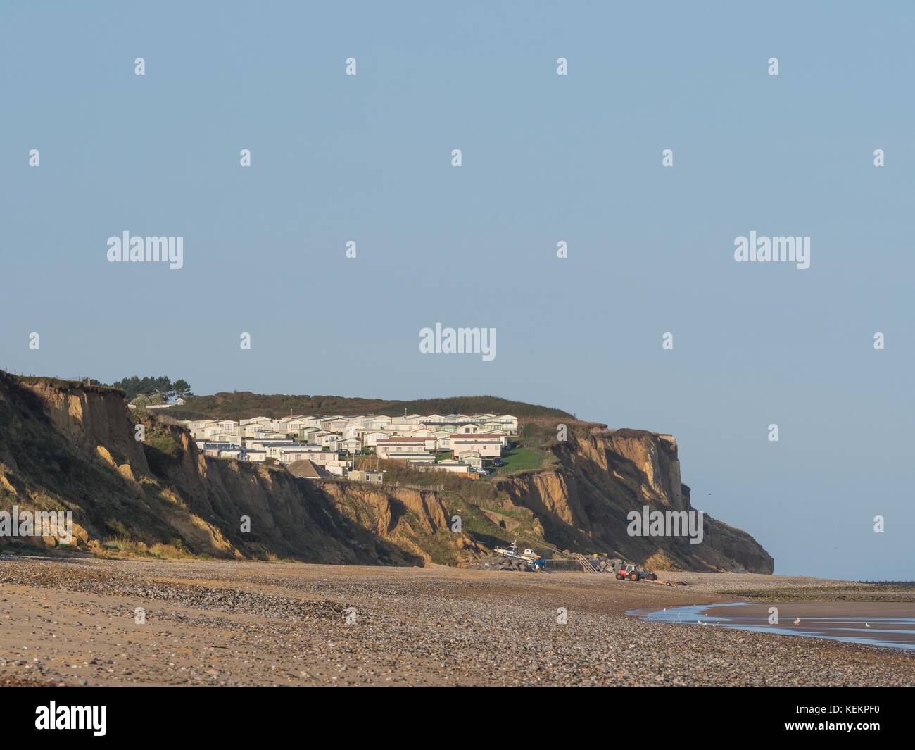 North Norfolk coastal cliffs showing caravan site Stock Photo - Alamy