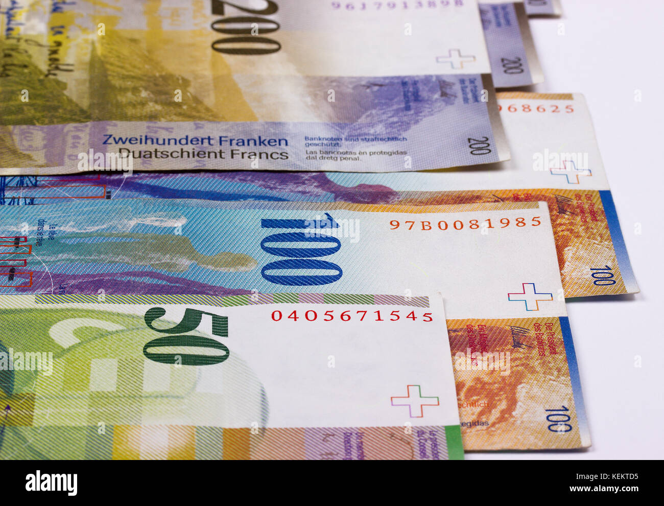 swiss franc money isolated on white background Stock Photo - Alamy