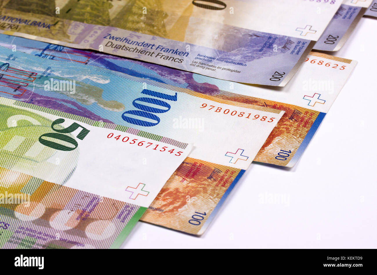 swiss franc money isolated on white background Stock Photo - Alamy