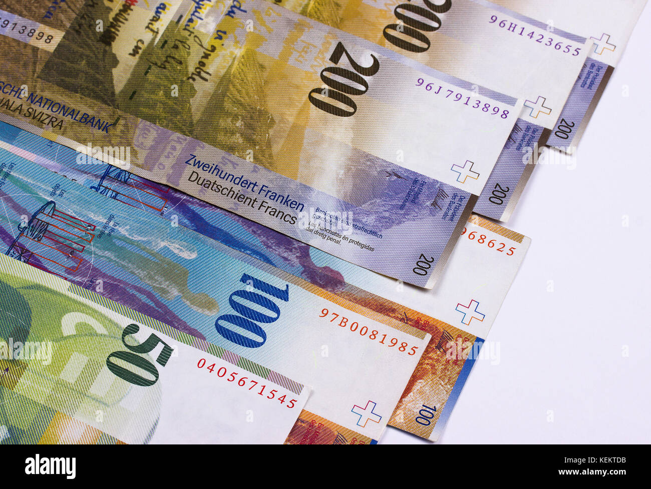 swiss franc money isolated on white background Stock Photo - Alamy