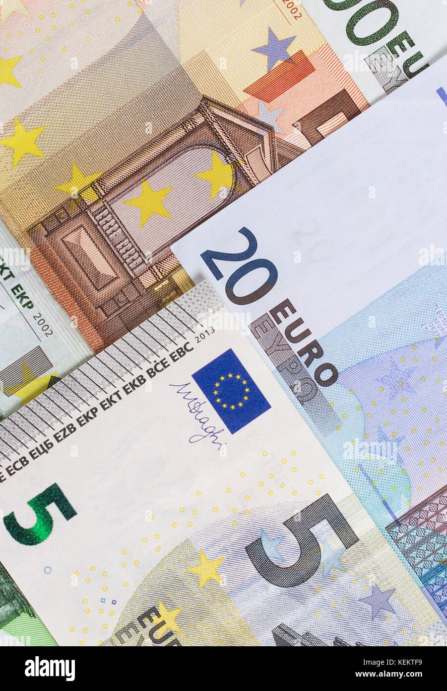 euro money of different denominations abstract background Stock Photo ...