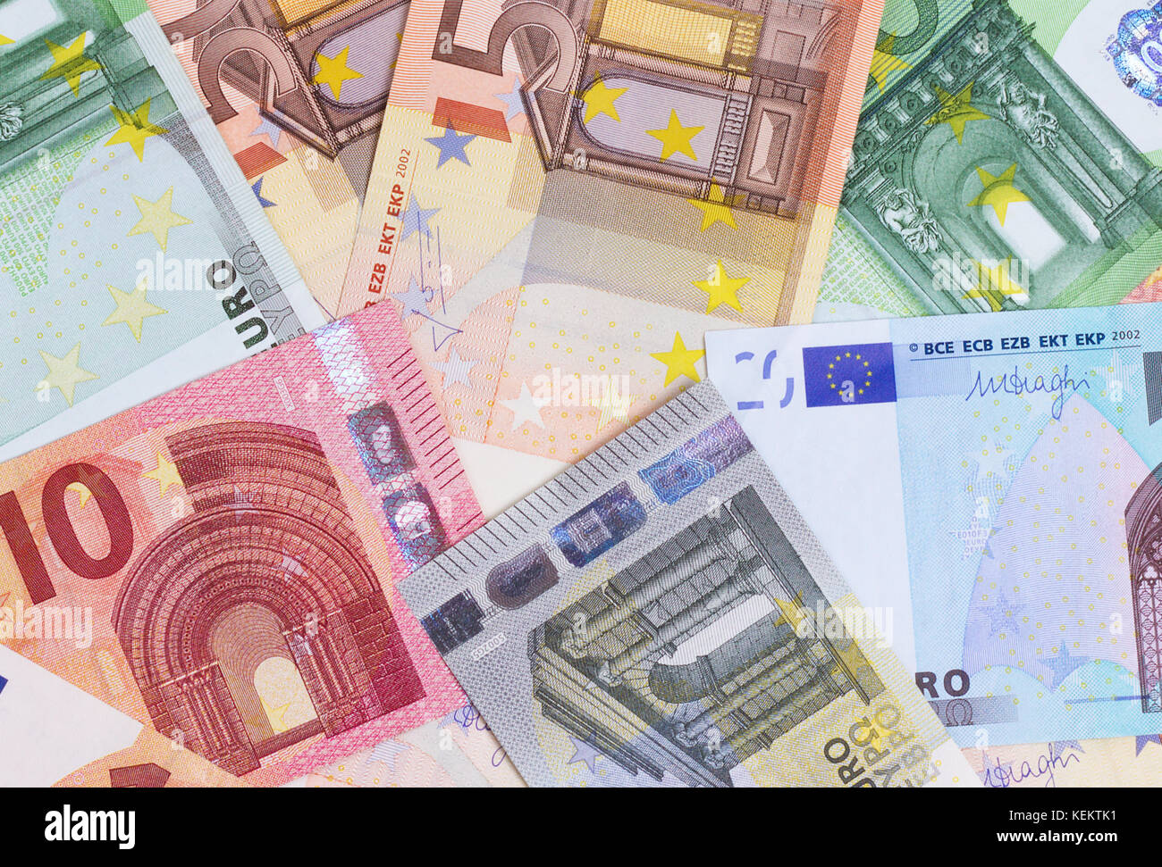 euro money of different denominations abstract background Stock Photo ...