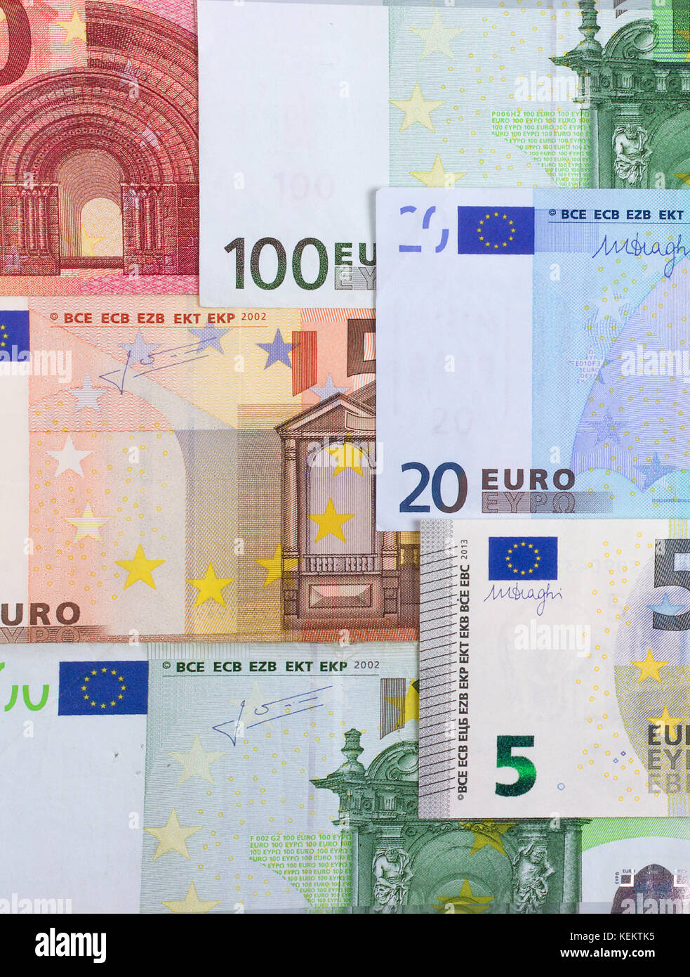 euro money of different denominations abstract background Stock Photo ...