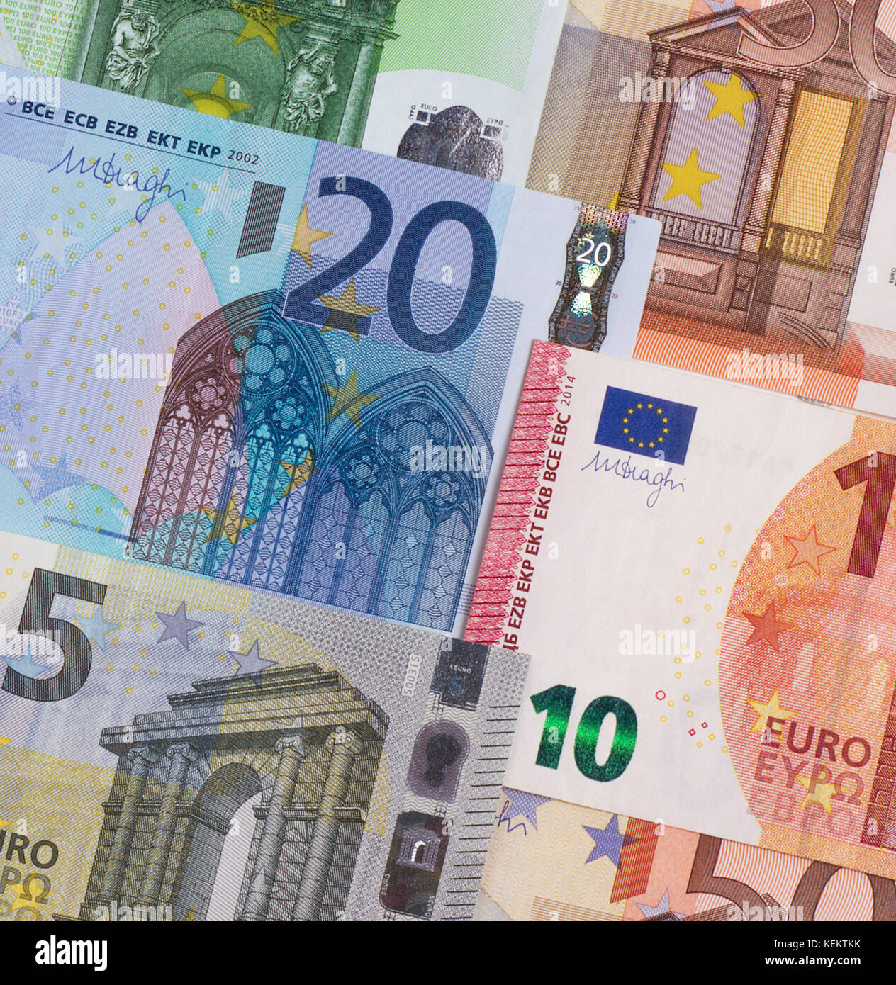 euro money of different denominations abstract background Stock Photo ...