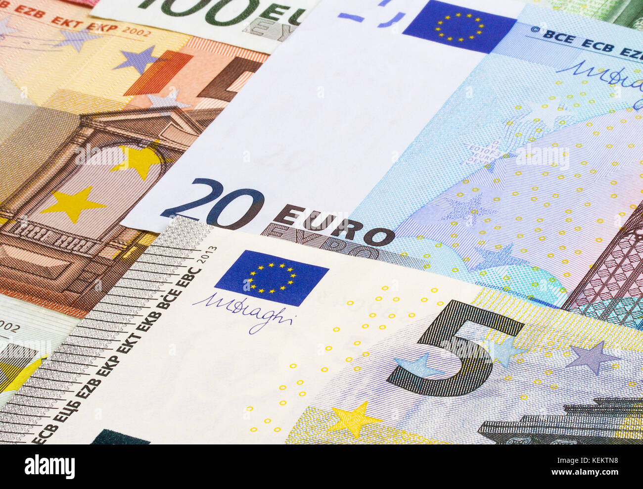 euro money of different denominations abstract background Stock Photo ...