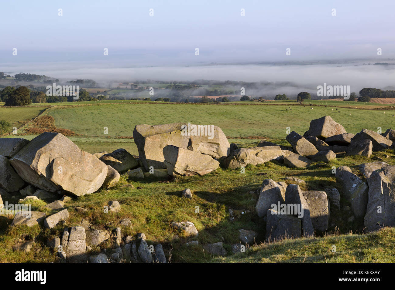 Hadrian's Wall - Limestone Corner: excavated stones on the bank of the ...