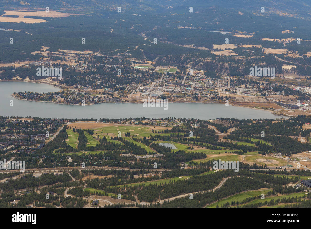 Aerial View of the Town of Invermere BC Stock Photo - Alamy