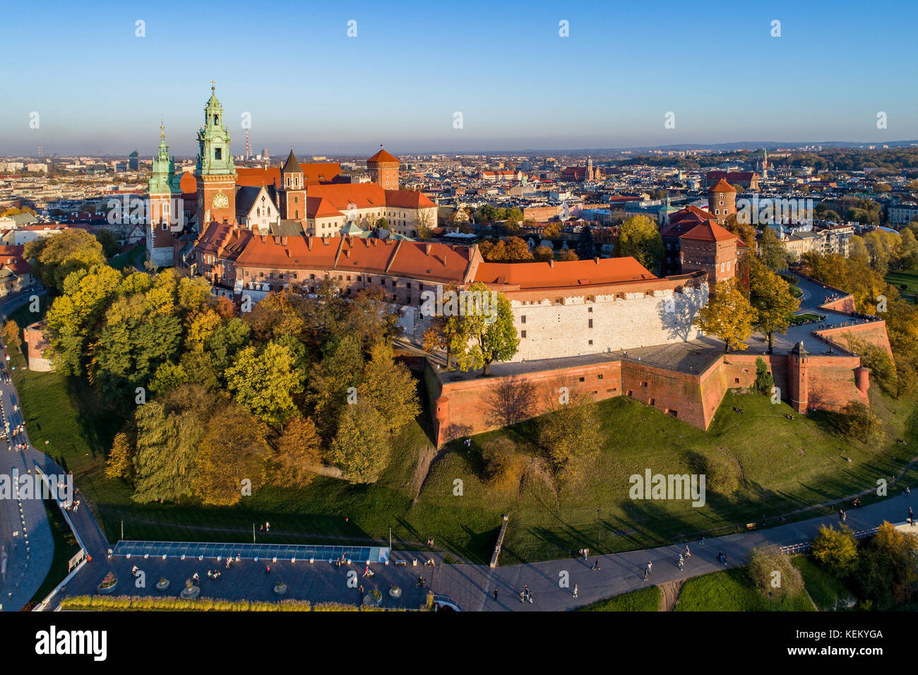 Panorama of Krakow, Poland, with royal Wawel castle and cathedral in ...