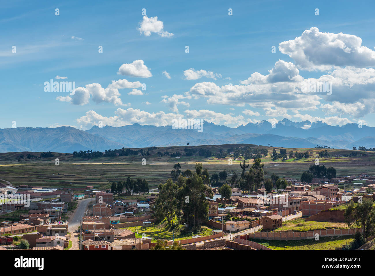 The view of Cusco village with natural landscape at the background ...