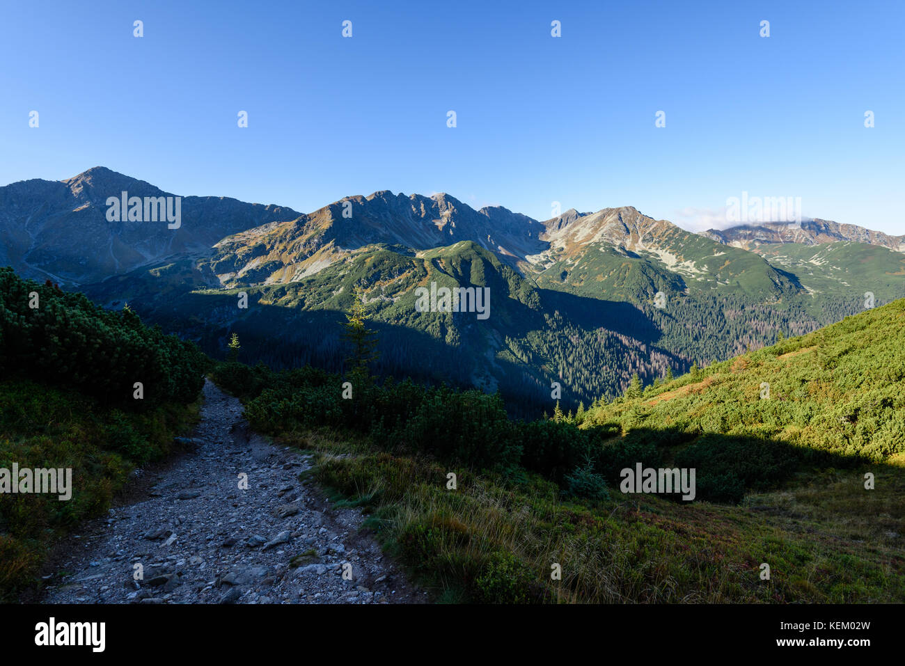 Tatra mountain peak view in Slovakia in sunny day. blue sky with clouds ...