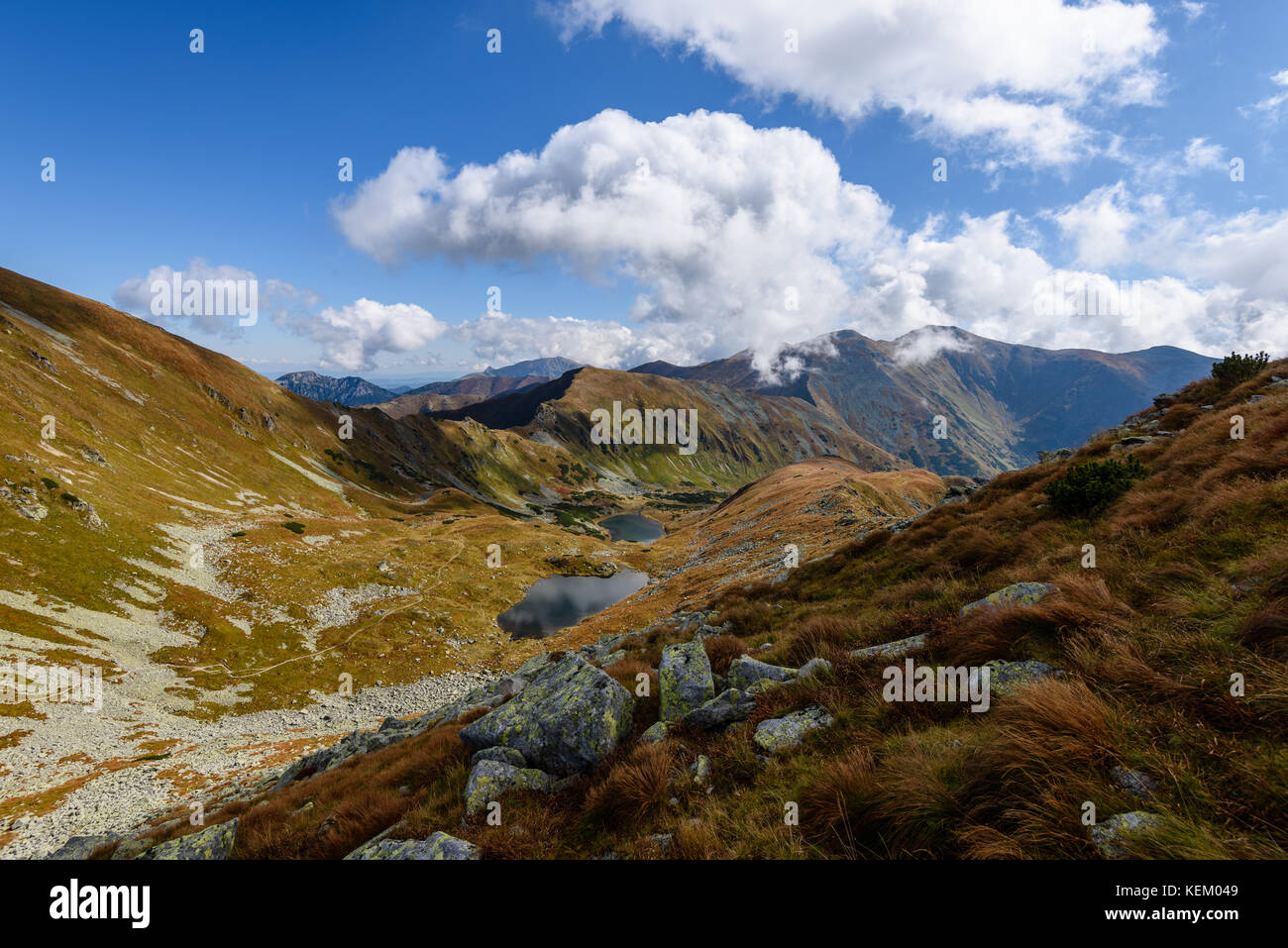 Tatra mountain peak view in Slovakia in sunny day. blue sky with clouds ...