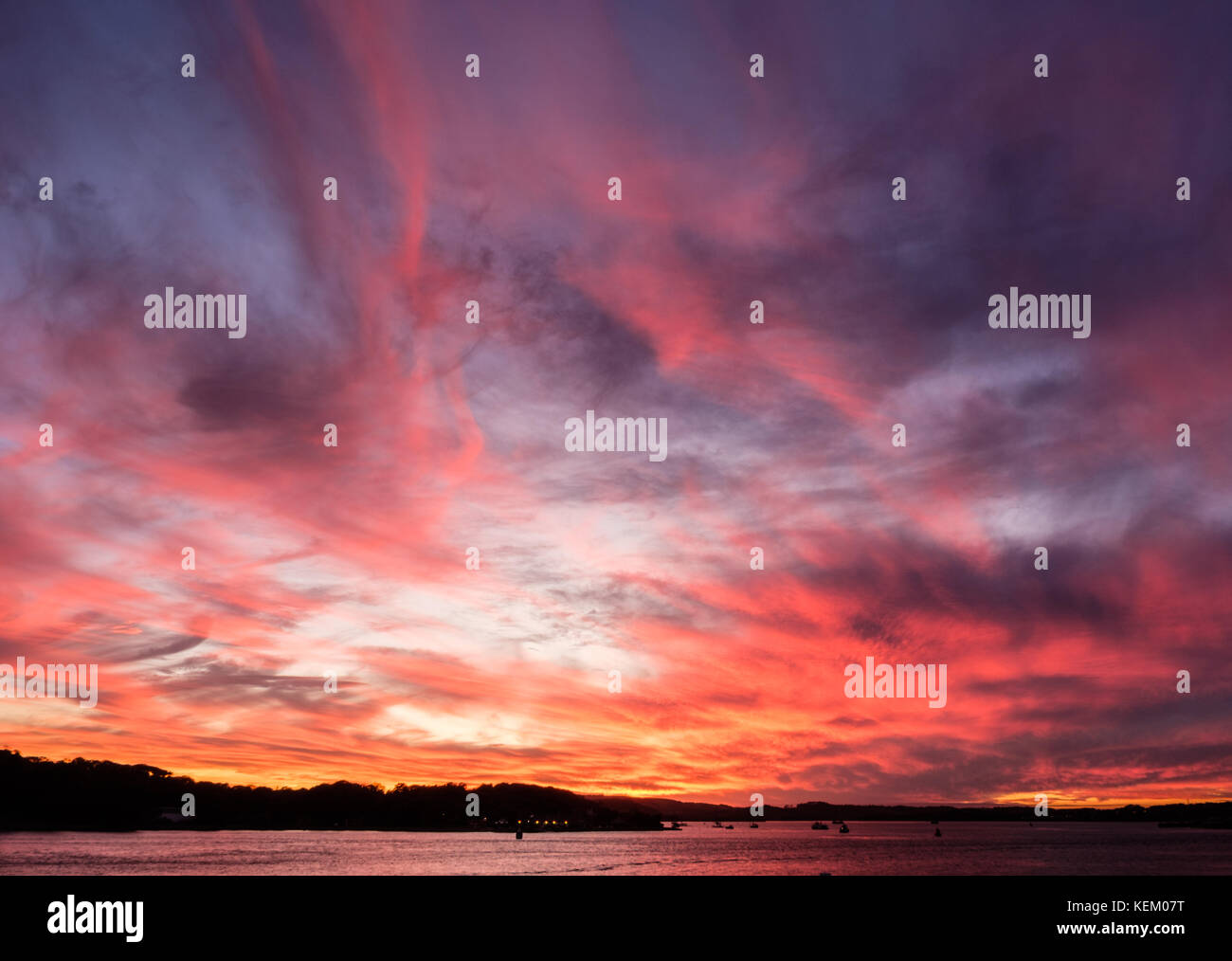 Sunset over Mount Edgecumbe and the River Tamar, seen from Royal ...